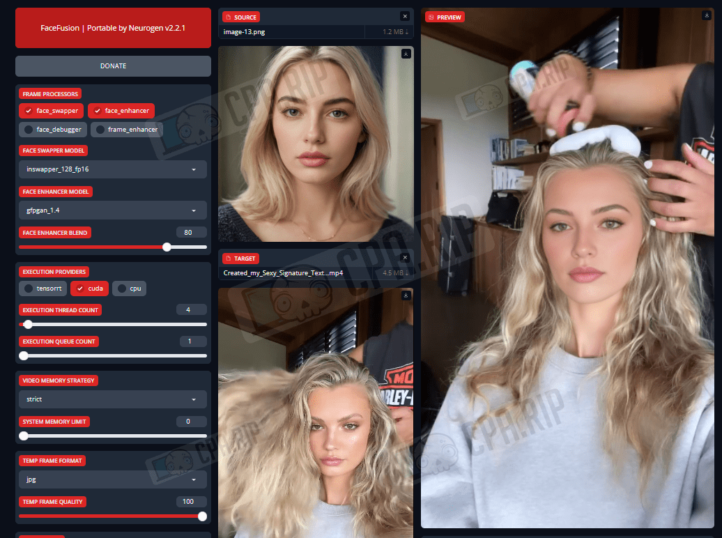 Создать дипфейк видео бесплатно - нейросеть FaceFusion / roop