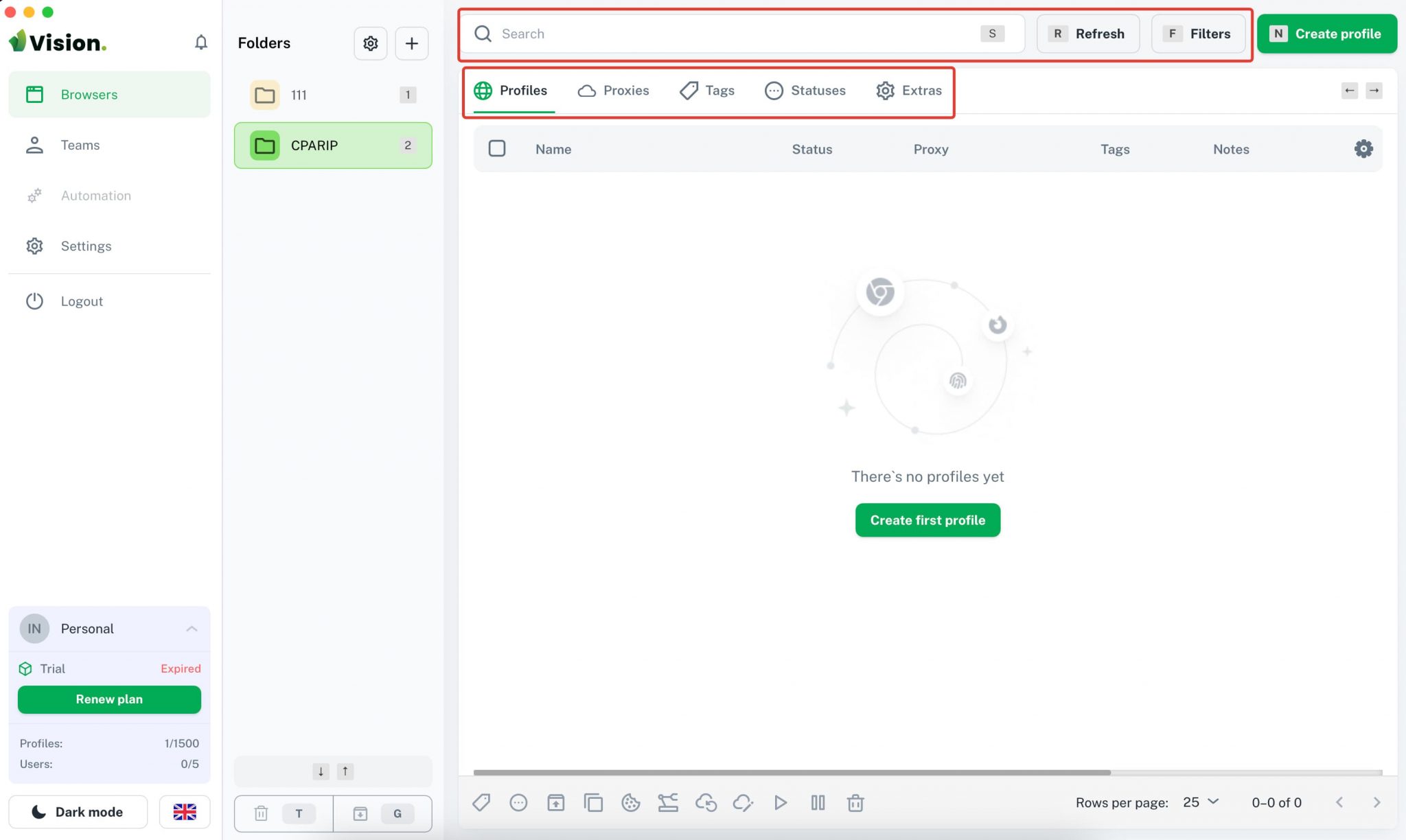 Vision antidetect browser: interface, functionality, tests, expected ...