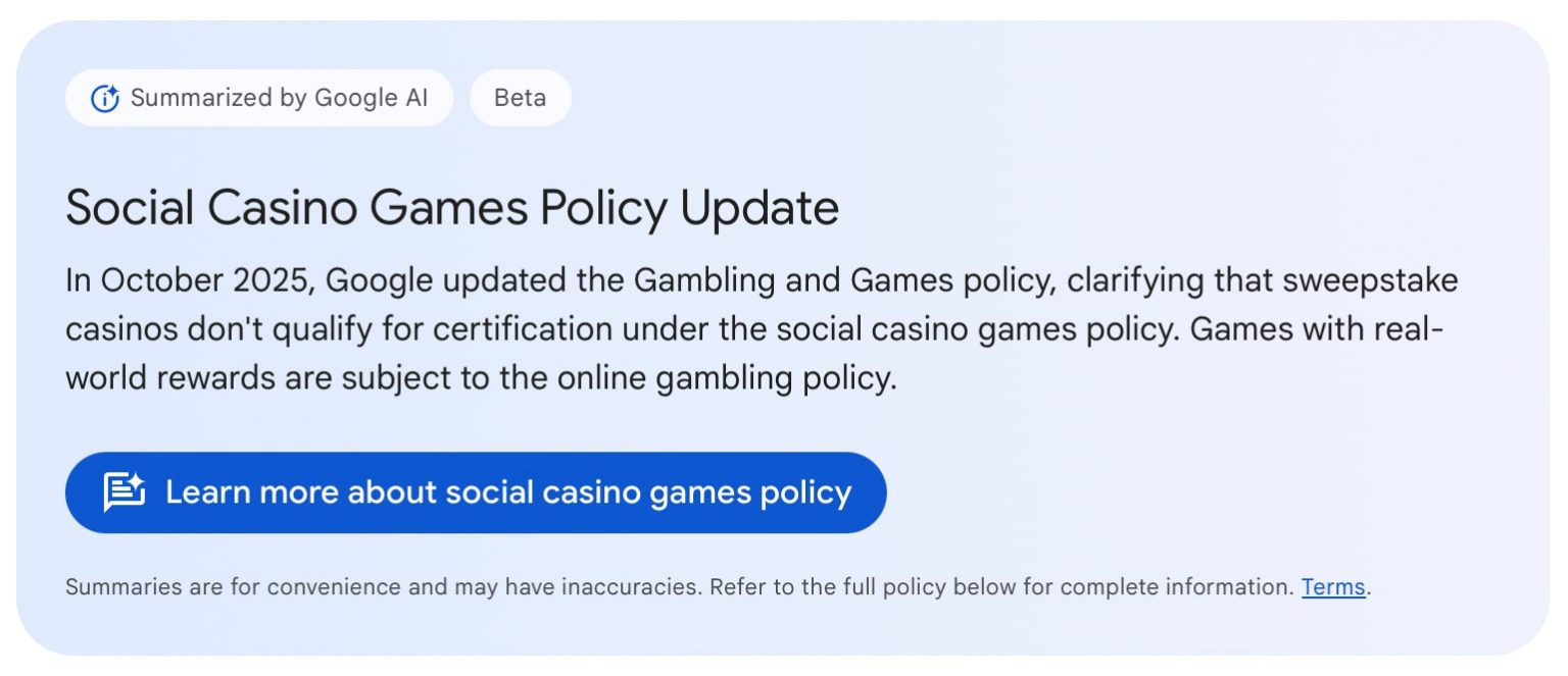 Google Ads excludes sweepstakes games from social casino category - CPA.RIP