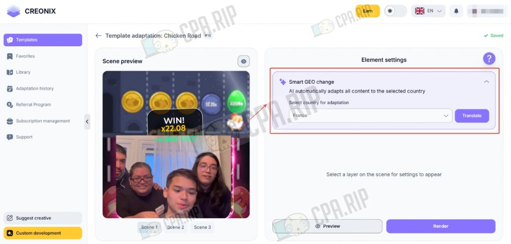 Creonix.io — review of gambling creative builder for different GEOs ...